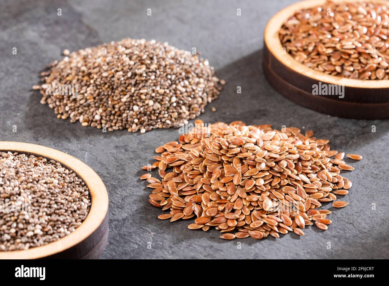 Healthy chia and flaxseed seeds. Linum usitatissimum - Salvia hispanica Stock Photo - Alamy