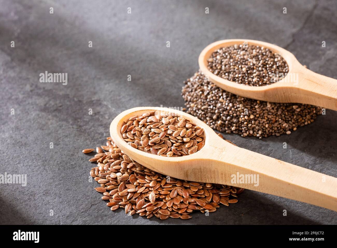 Organic chia and linseed seeds Stock Photo - Alamy