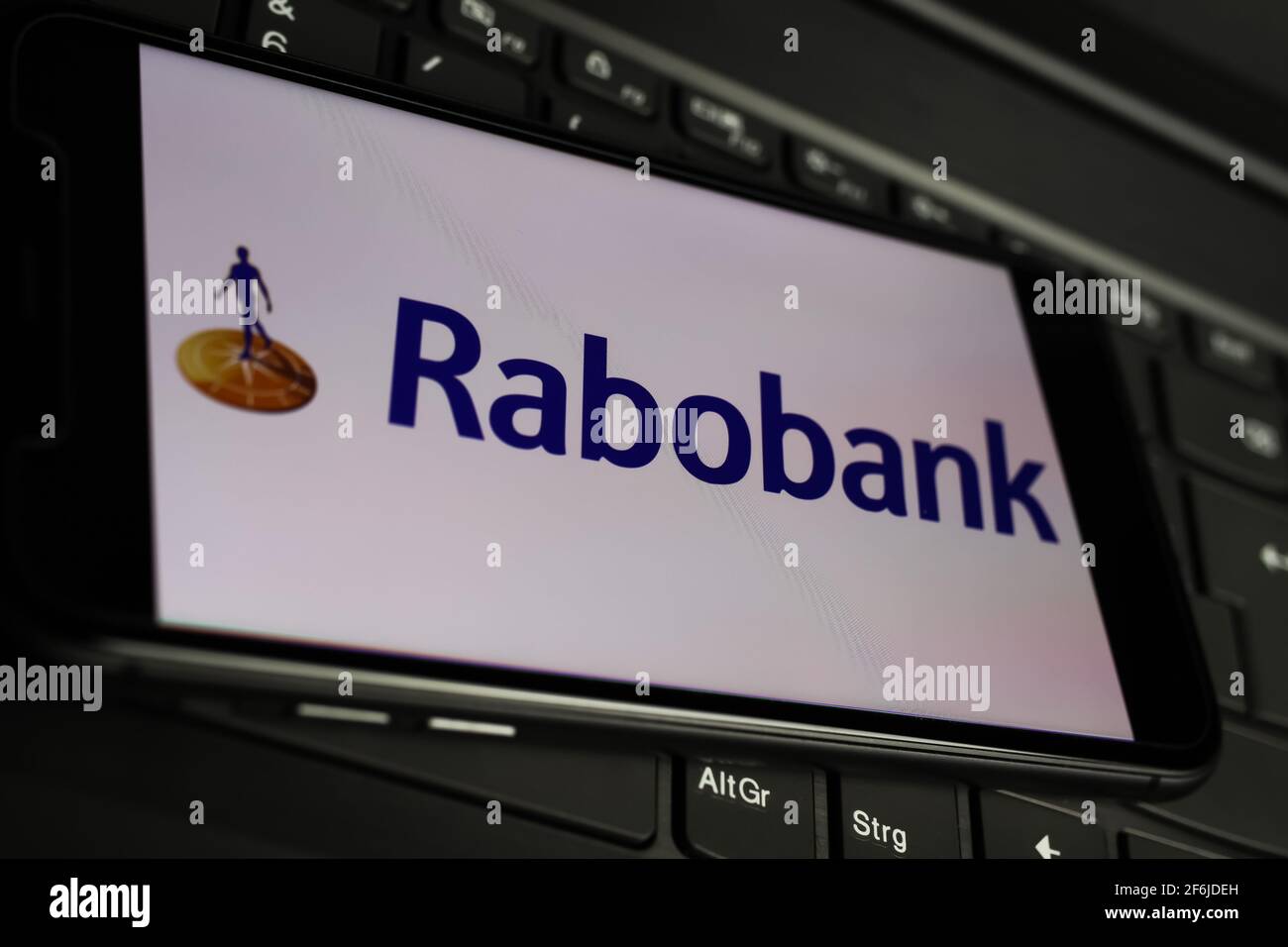 Viersen, Germany - March 1. 2021: Closeup of smartphone screen with ...