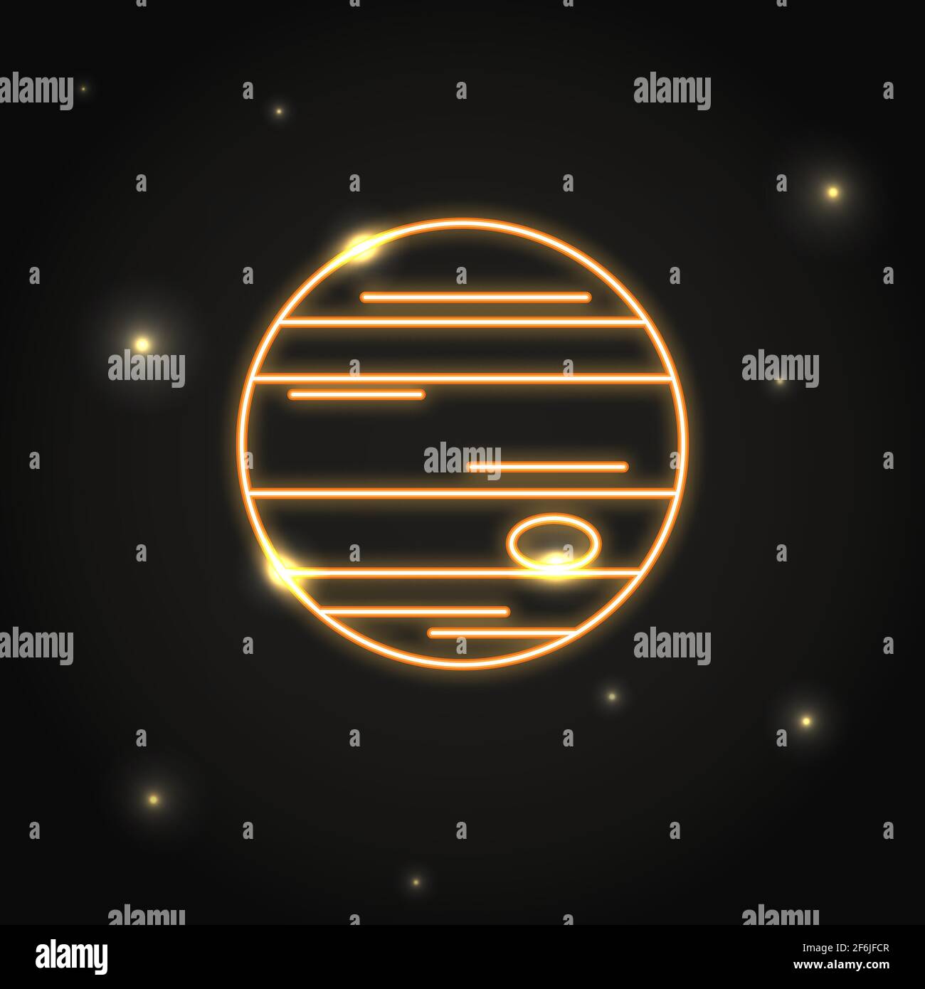 Neon planet Jupiter icon in thin line style. Solar system space element ...