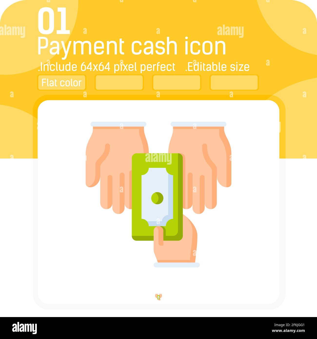 Payment cash hand vector icon with flat color style isolated on white ...