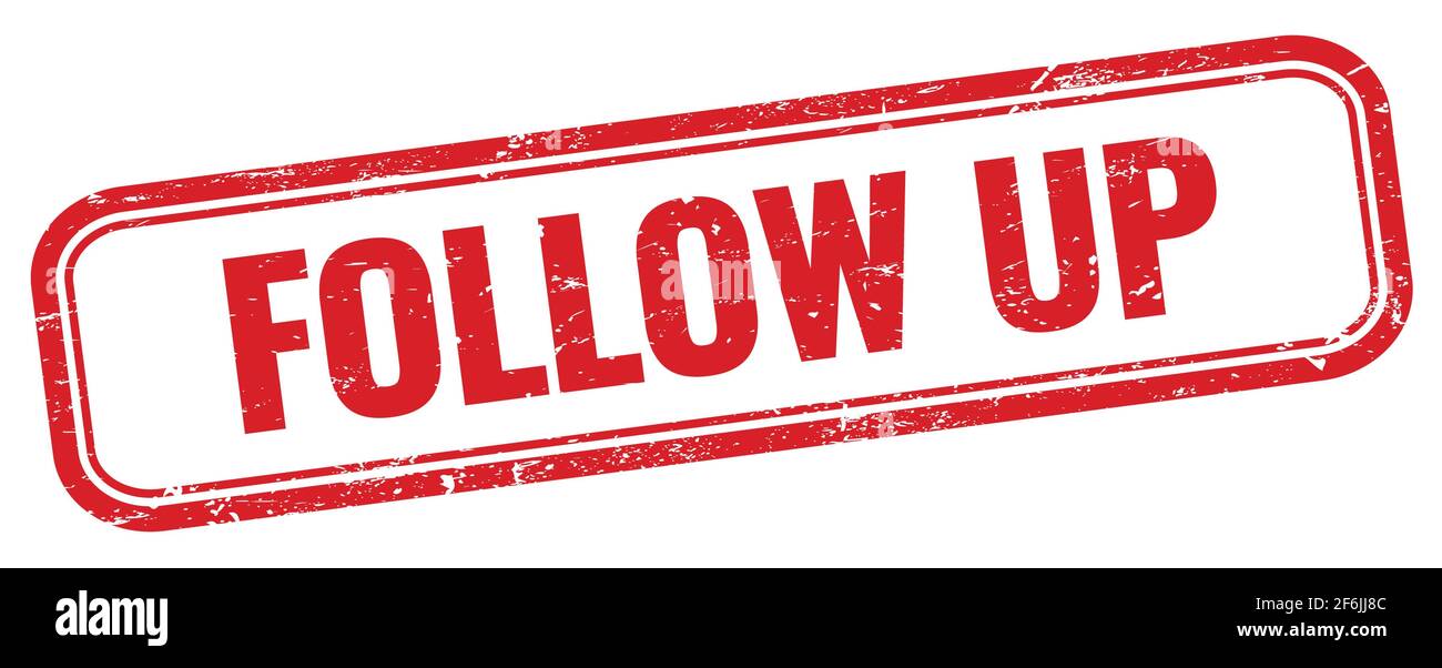 FOLLOW UP text on red grungy rectangle stamp Stock Photo - Alamy