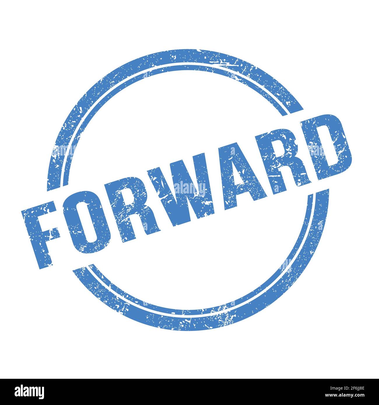 FORWARD text written on blue grungy vintage round stamp Stock Photo - Alamy