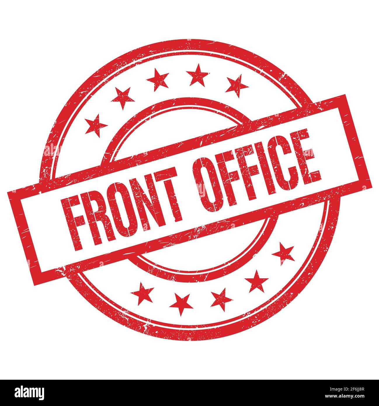 FRONT OFFICE text written on red round vintage rubber stamp Stock Photo ...