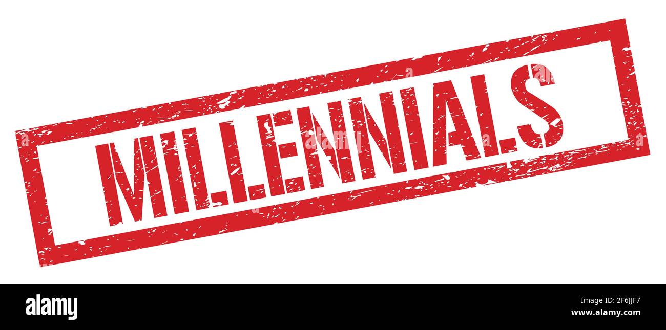 MILLENNIALS red grungy rectangle stamp sign Stock Photo - Alamy
