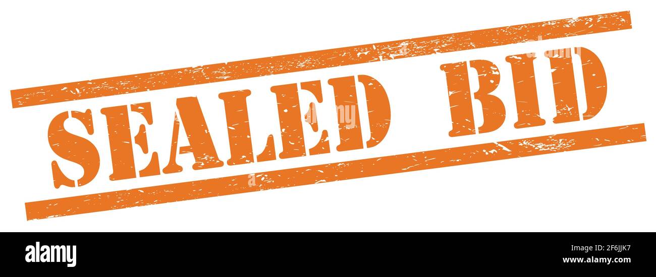 SEALED BID text on orange grungy rectangle vintage stamp Stock Photo ...