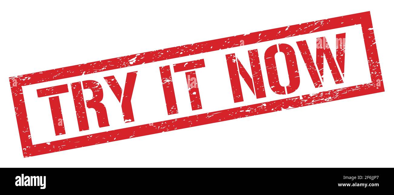 TRY IT NOW red grungy rectangle stamp sign Stock Photo - Alamy