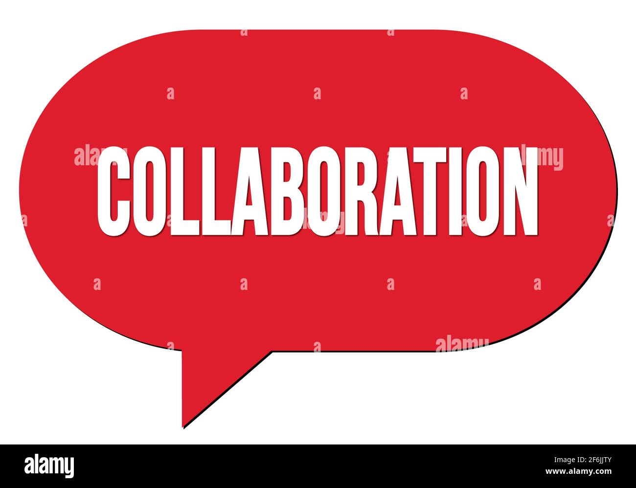COLLABORATION text written in a red speech bubble stamp Stock Photo - Alamy
