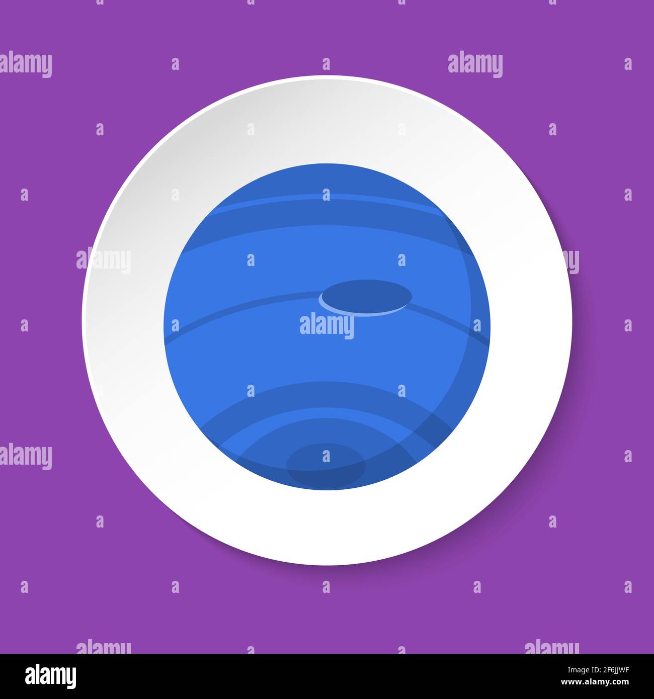 Planet Neptune icon in flat style on round button. Solar system space ...