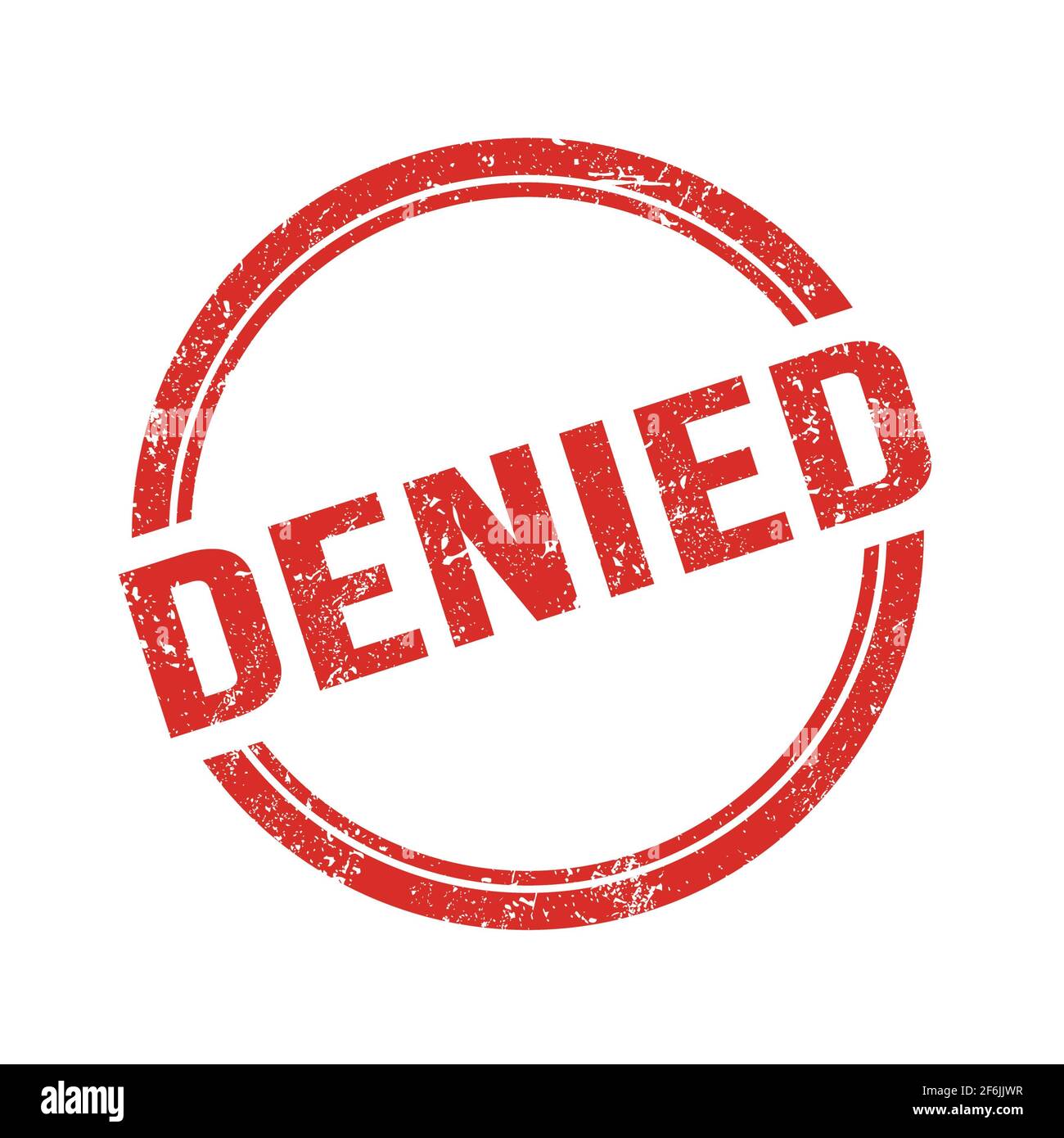 DENIED text written on red grungy vintage round stamp Stock Photo - Alamy