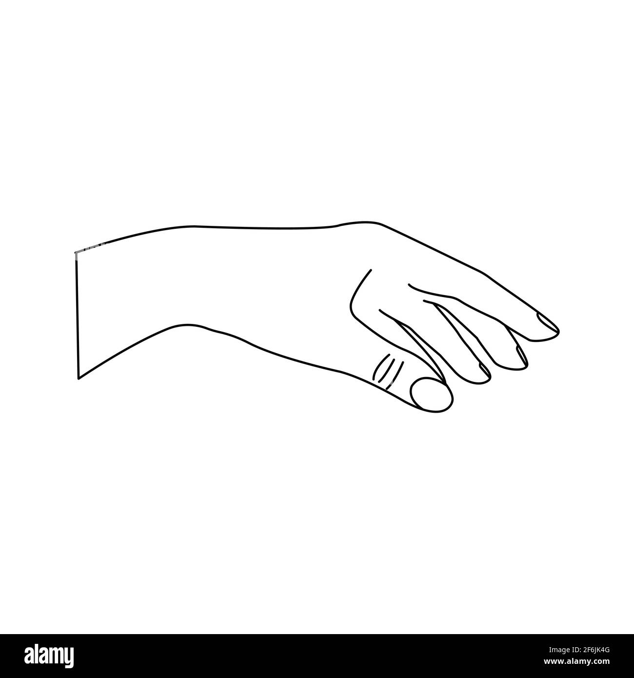 Human hand to the wrist, gesturing. Linear vector black and white ...