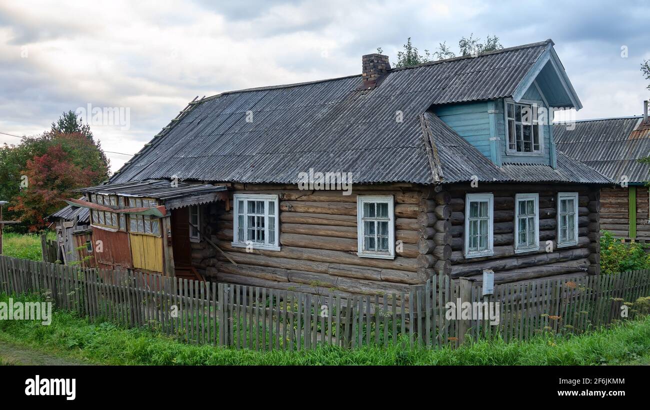 Old Russian wooden houses in the village and provincial town of ...