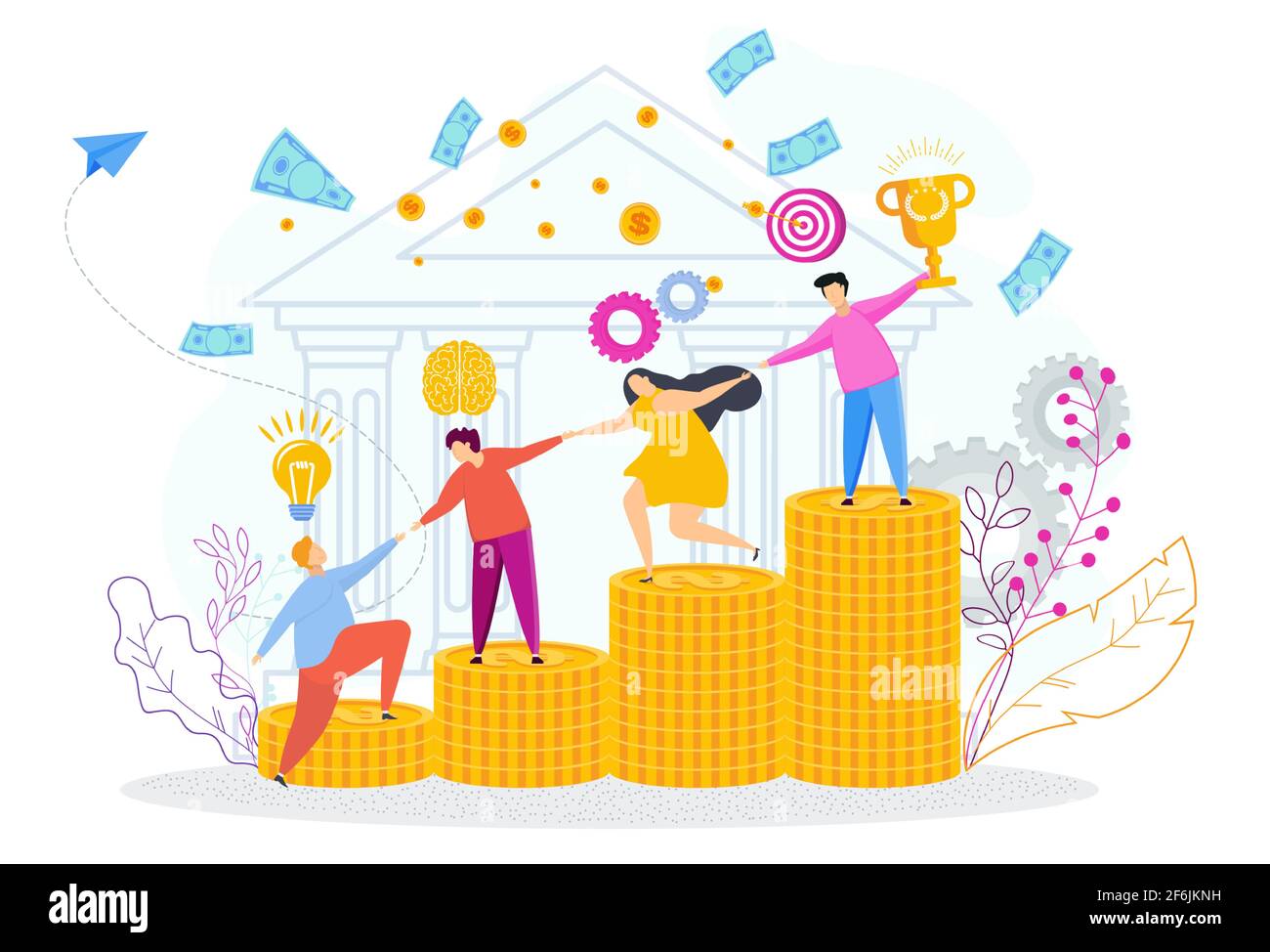 People help each other on ladder of financial success Stock Vector ...