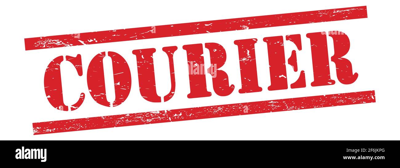 COURIER text on red grungy vintage rubber stamp Stock Photo - Alamy