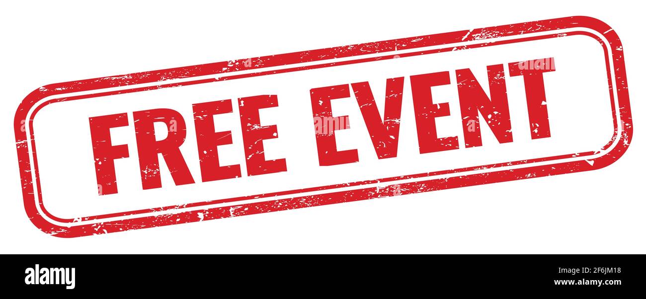FREE EVENT text on red grungy rectangle stamp Stock Photo - Alamy