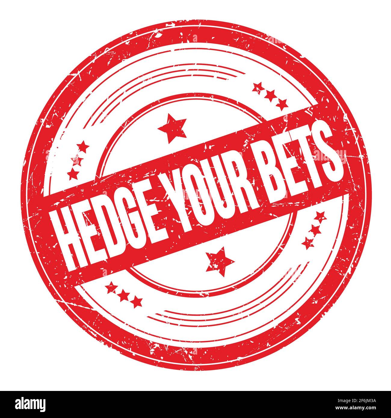 HEDGE YOUR BETS text on red round grungy texture stamp Stock Photo - Alamy