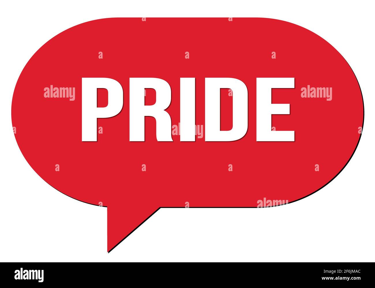 PRIDE text written in a red speech bubble stamp Stock Photo - Alamy