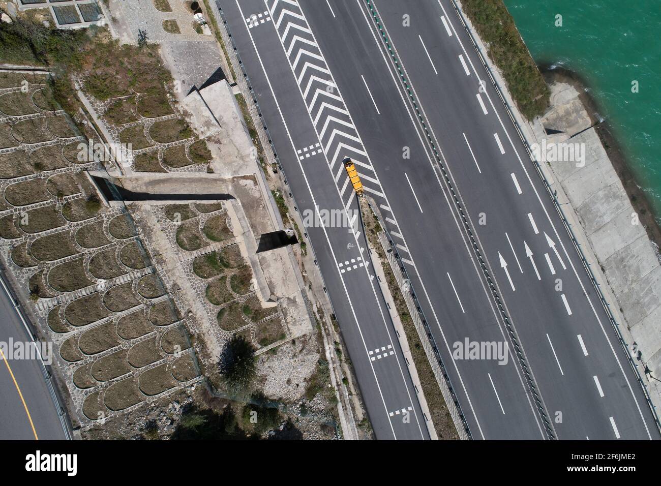 Aerial photography of the highway bridge over the water Stock Photo - Alamy