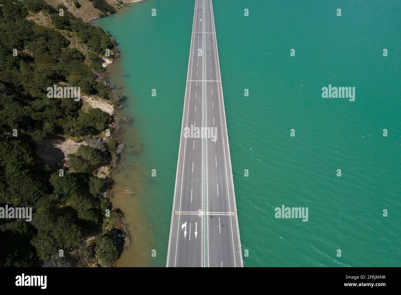 Aerial photography of the highway bridge over the water Stock Photo - Alamy