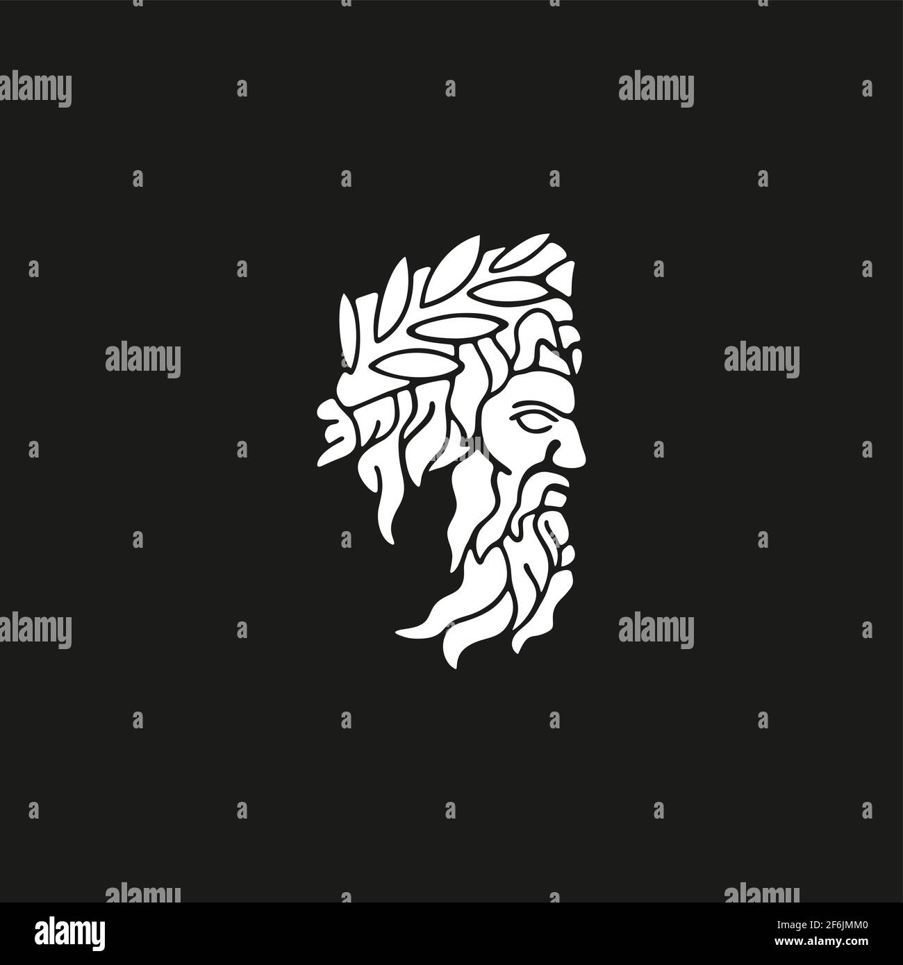 Greek god Zeus Logo. Ancient Greek God Sculpture Philosopher. Face Zeus ...