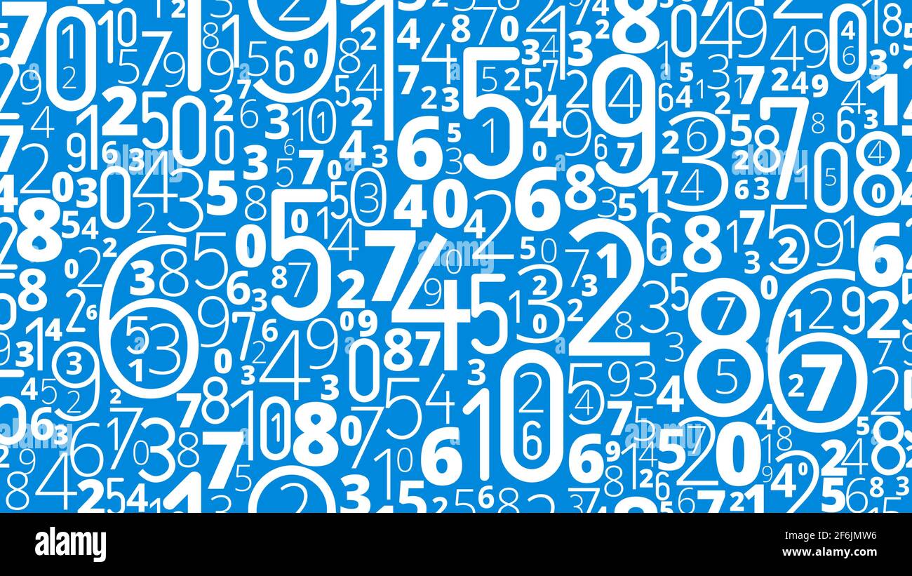 Many numbers different sizes vector pattern blue colored seamless tile ...