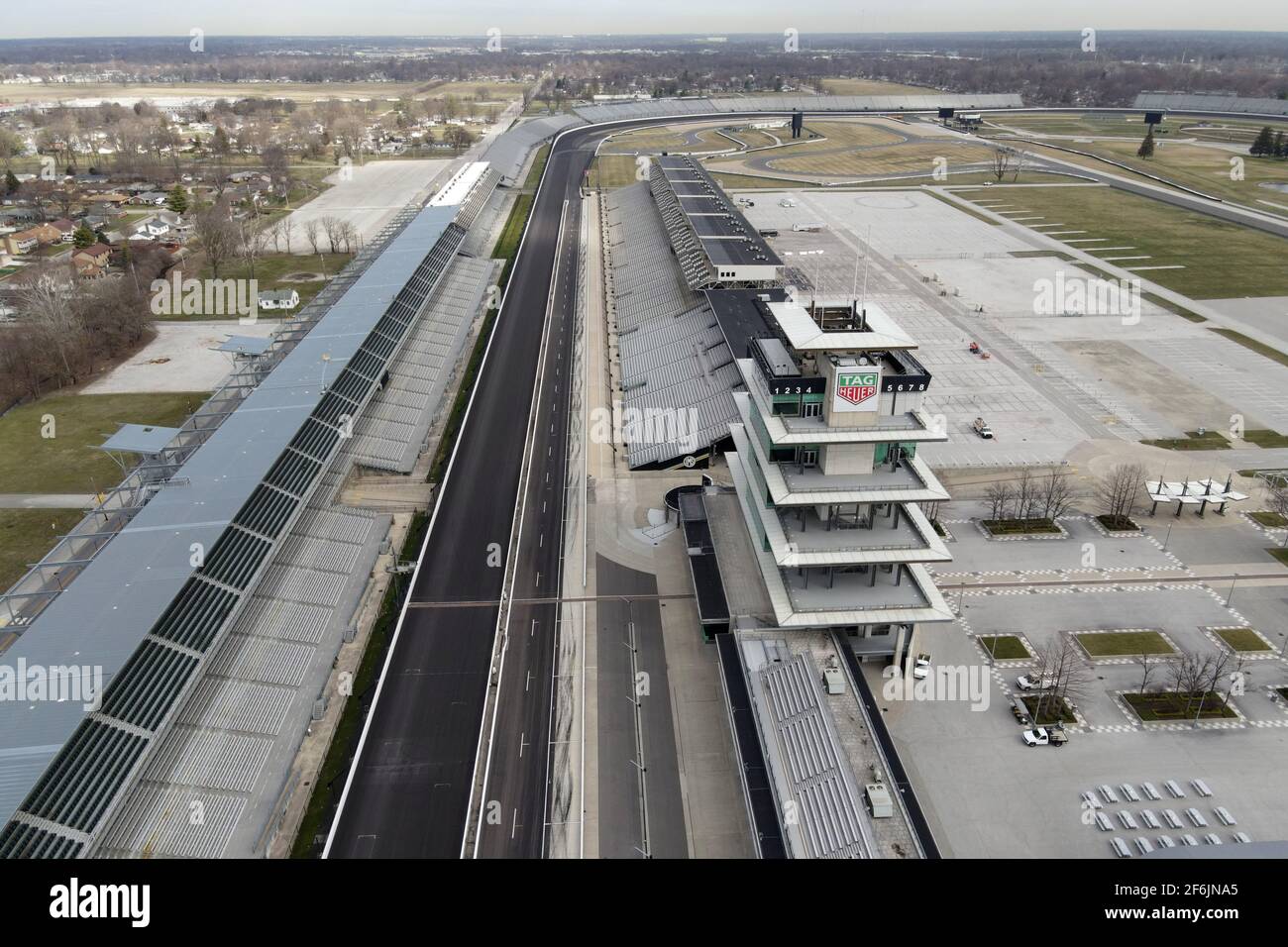 An aerial view of the finish line and Panasonic Pagoda at the ...