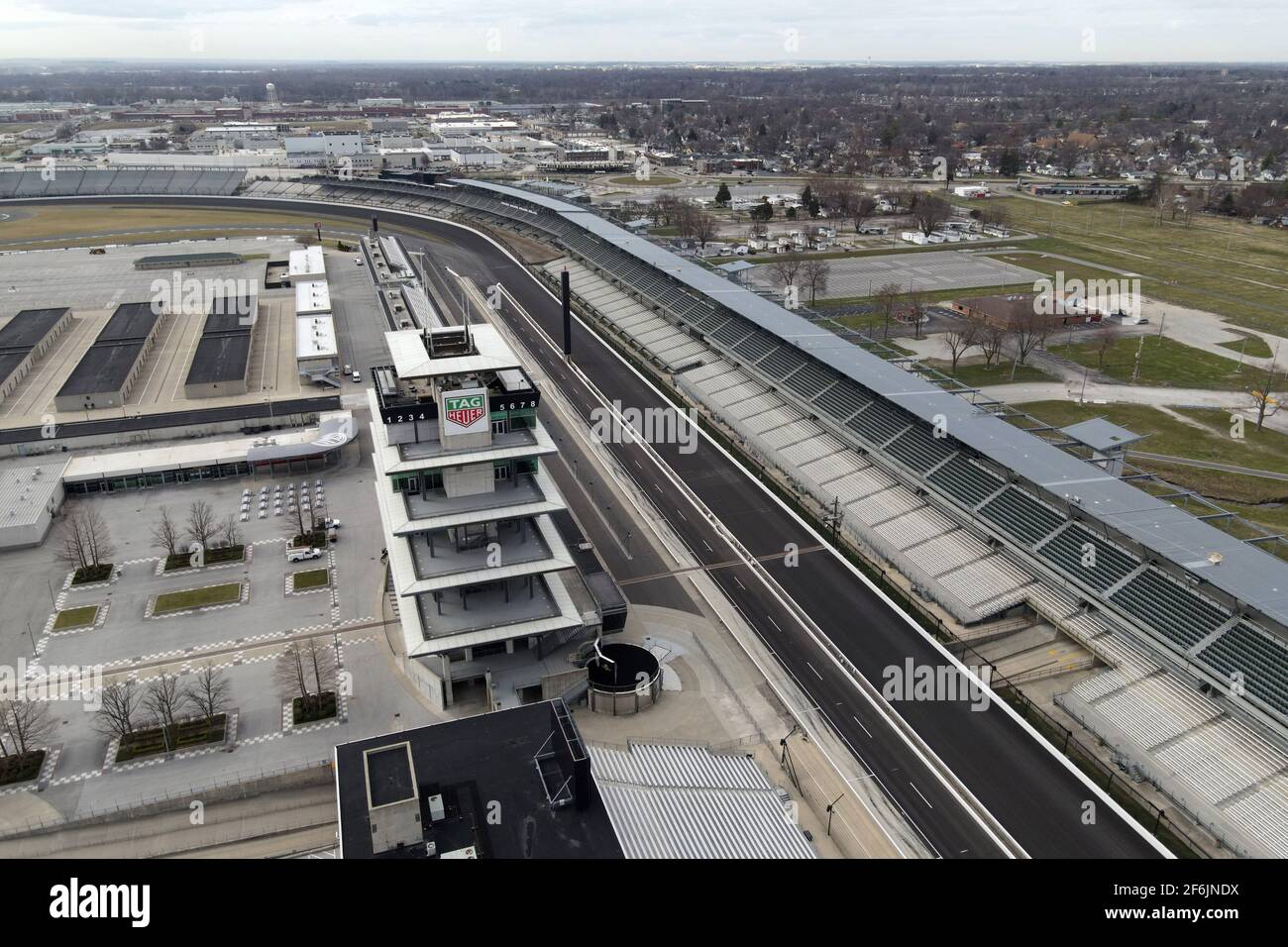 An aerial view of the finish line and Panasonic Pagoda at the ...