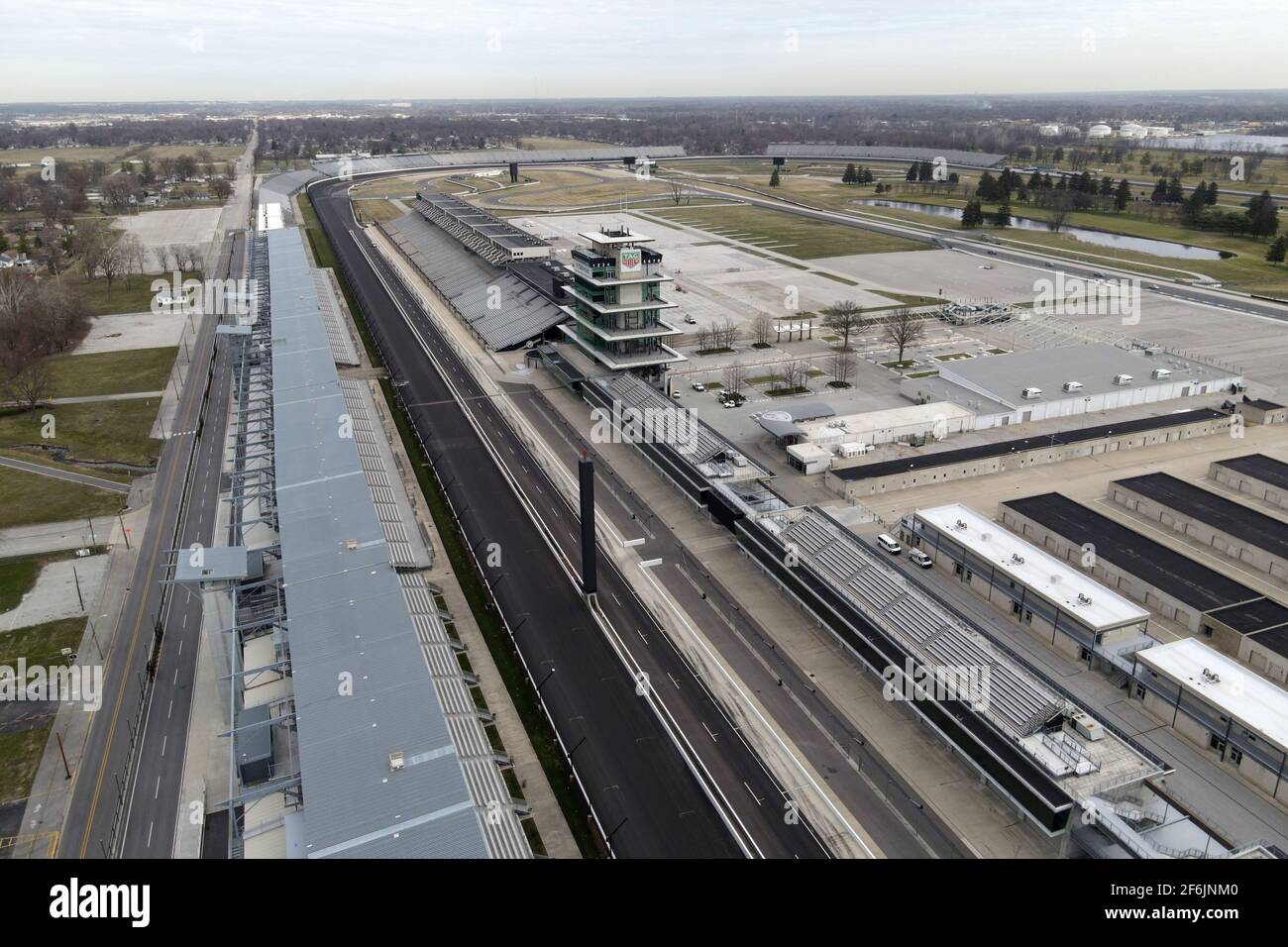 An aerial view of the finish line and Panasonic Pagoda at the ...