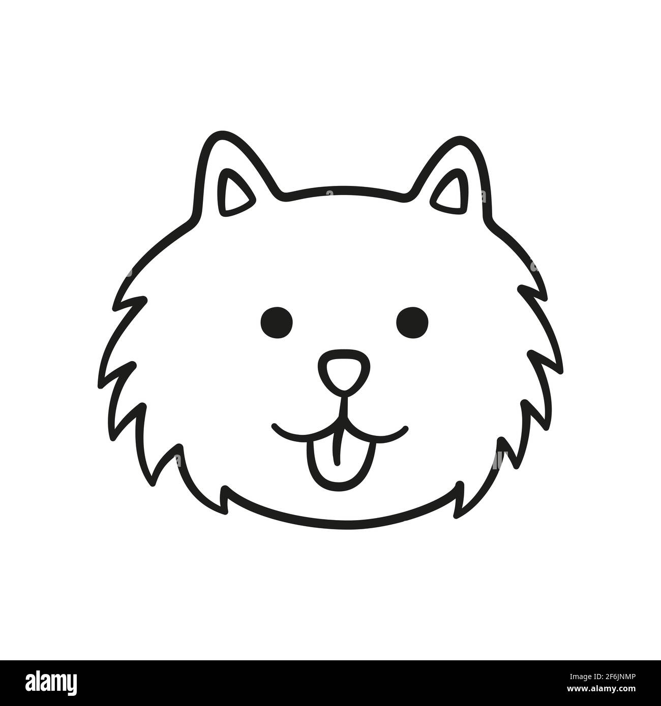 Cute Pomeranian Spitz face. German spitz dog head icon. Hand drawn ...