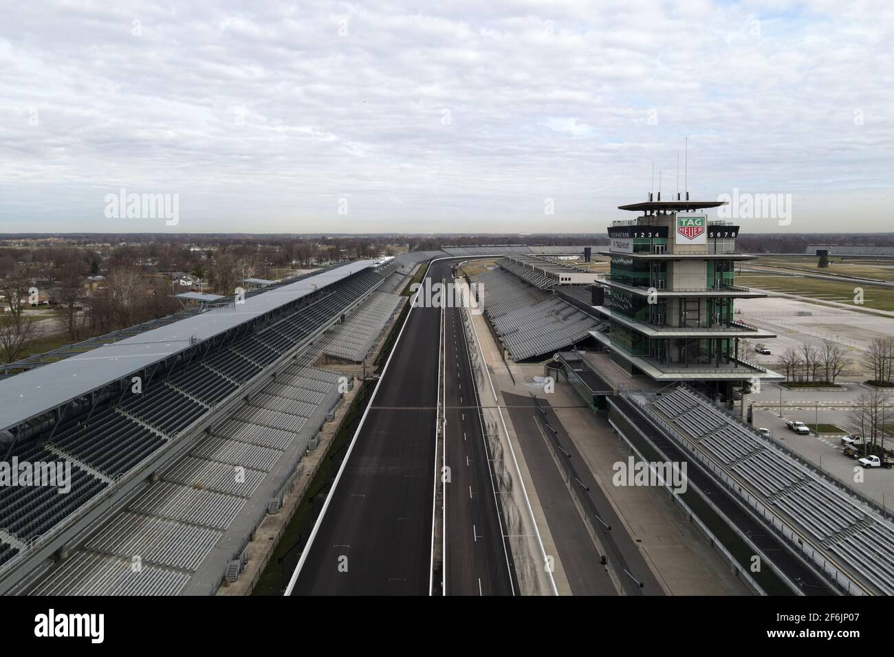 An aerial view of the finish line and Panasonic Pagoda at the ...