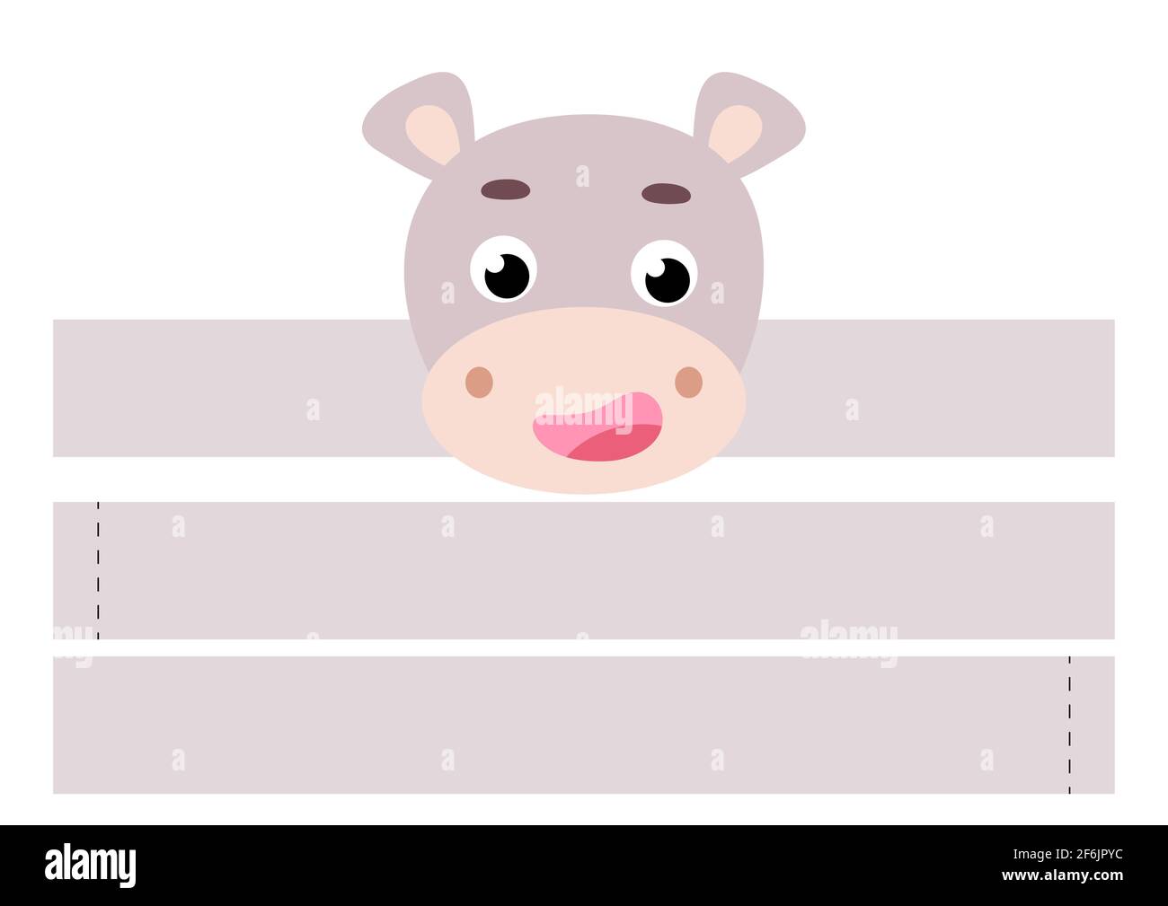 Printable hippo paper headband. Party crown die cut template for ...