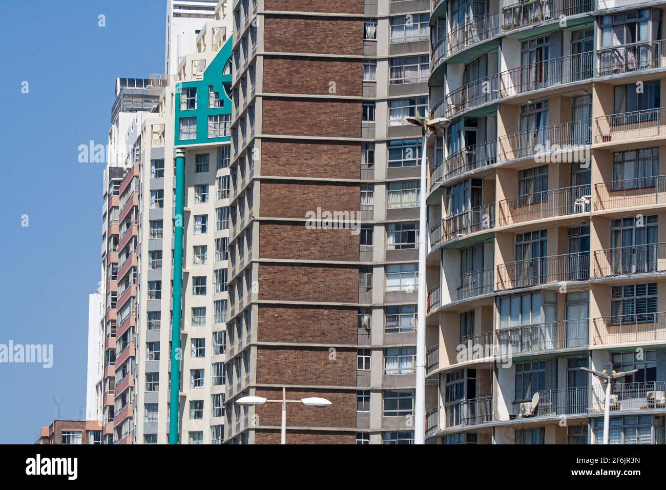 Closeup view of tall residential buildings Stock Photo - Alamy