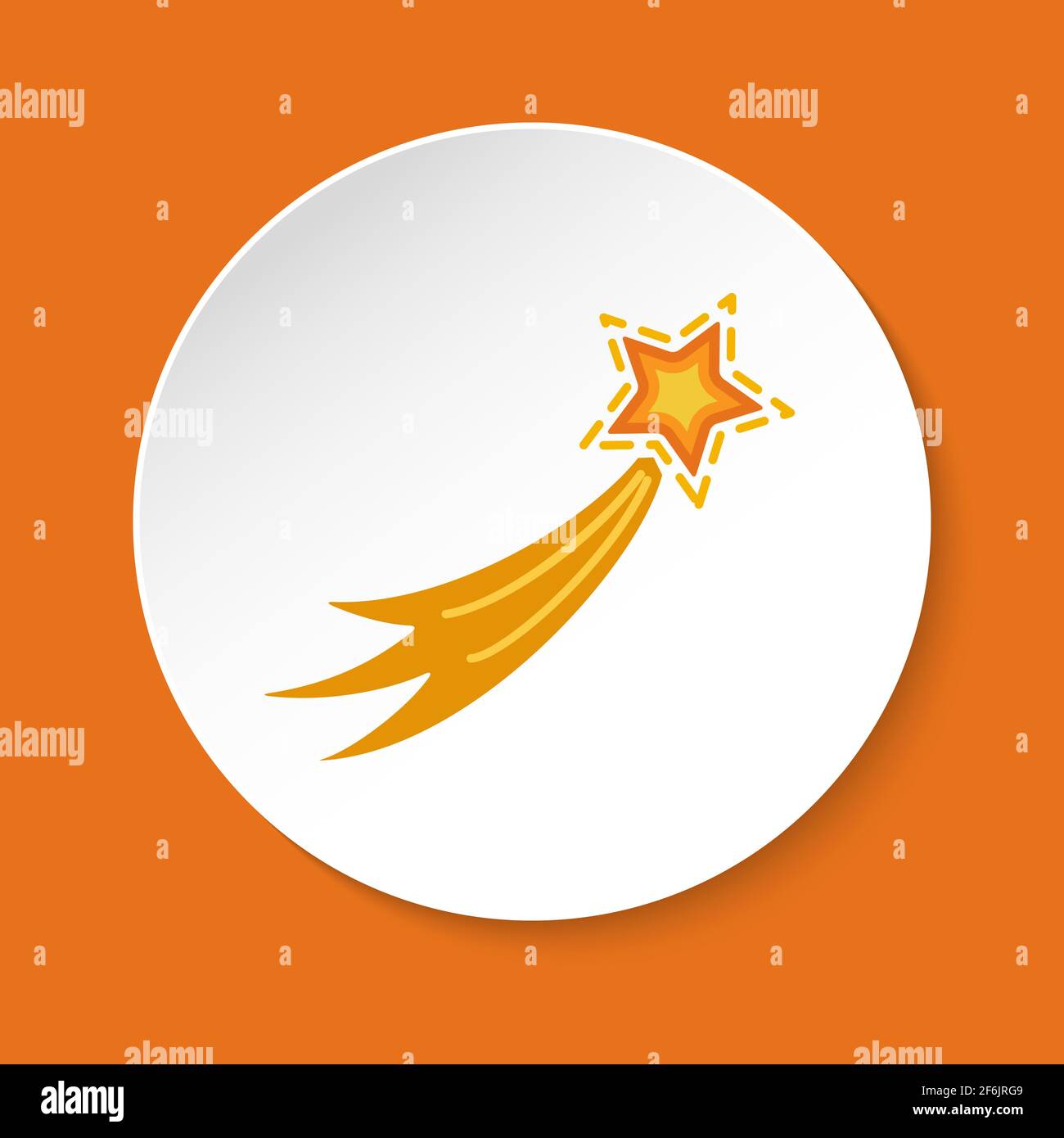 Comet icon in flat style on round button. Shooting star symbol ...