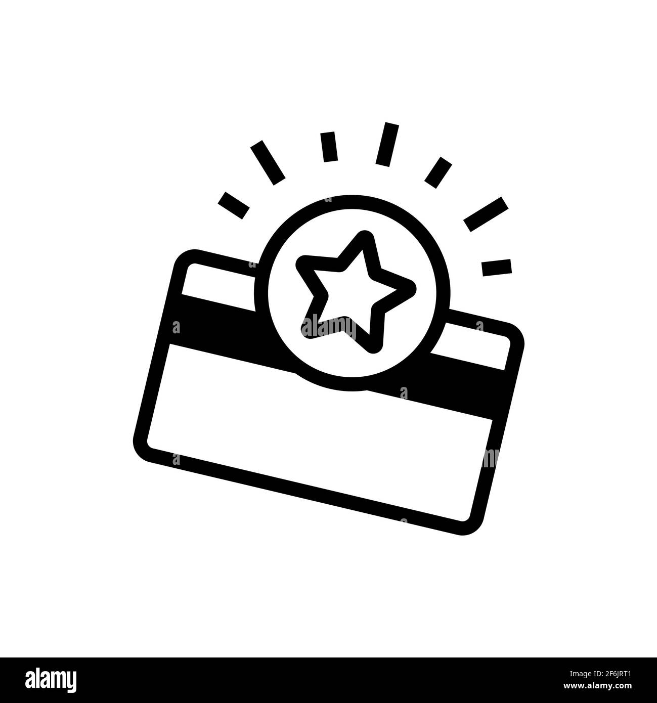 Credit card with star icon. Loyalty card line icon. Bonus points ...