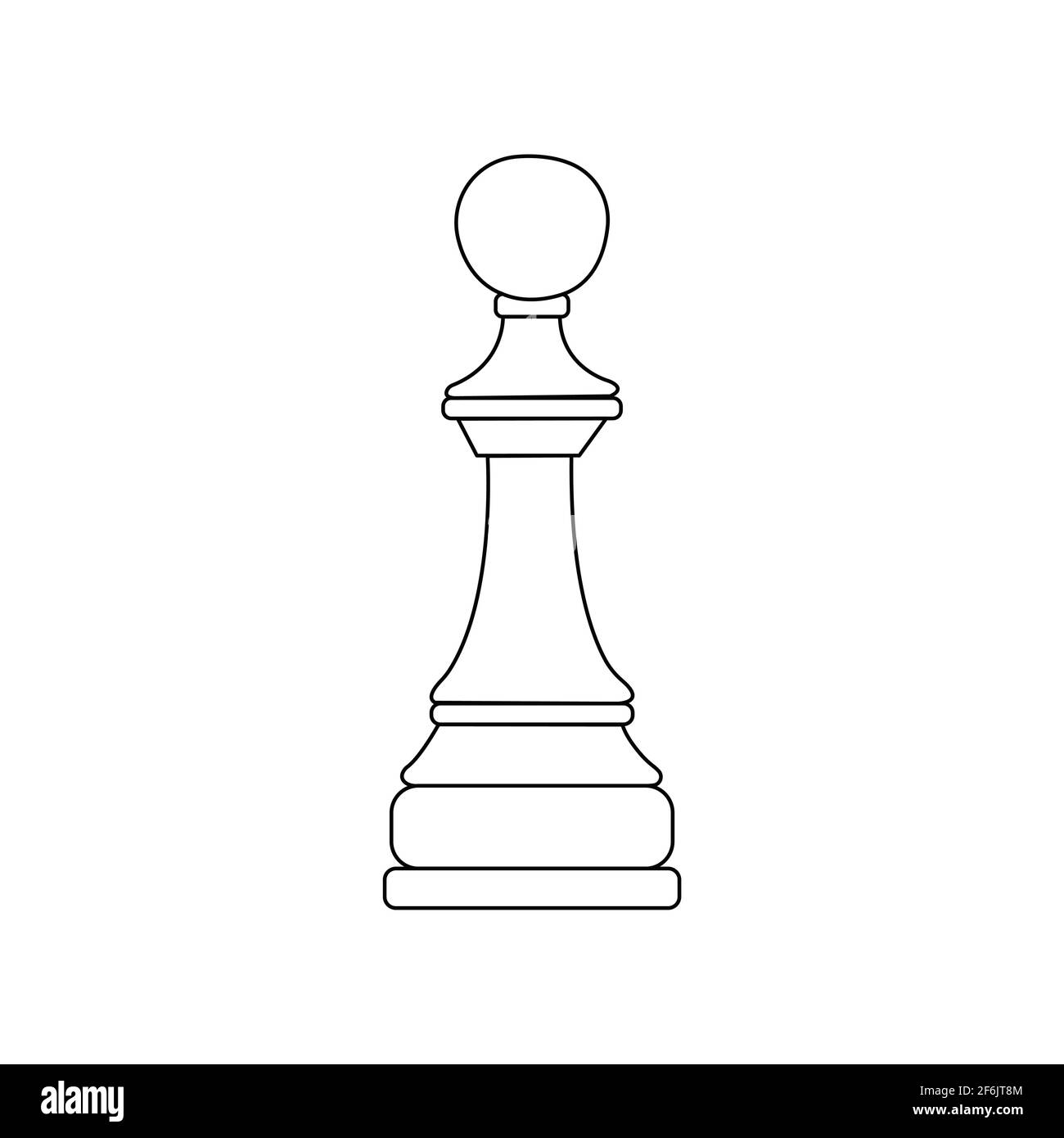 Chess piece pawn. Vector black and white isolated outline linear ...