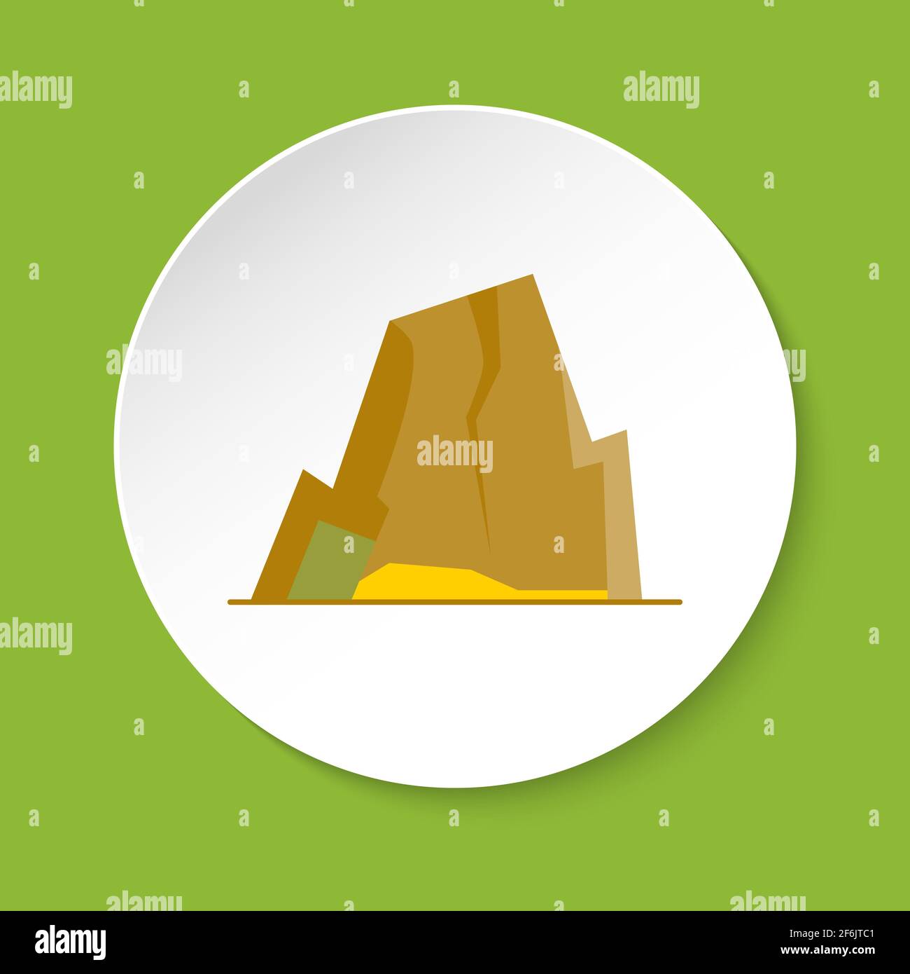 Mountain with ledges icon in flat style. Rock with plateau symbol ...