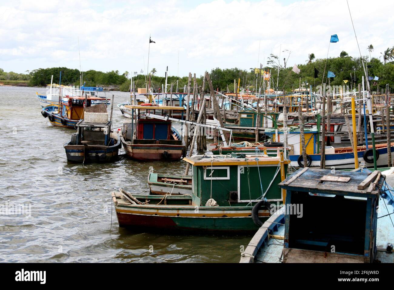 nova vicosa, bahia / brazil - march 2, 2008: Fishing vessels are seen ...