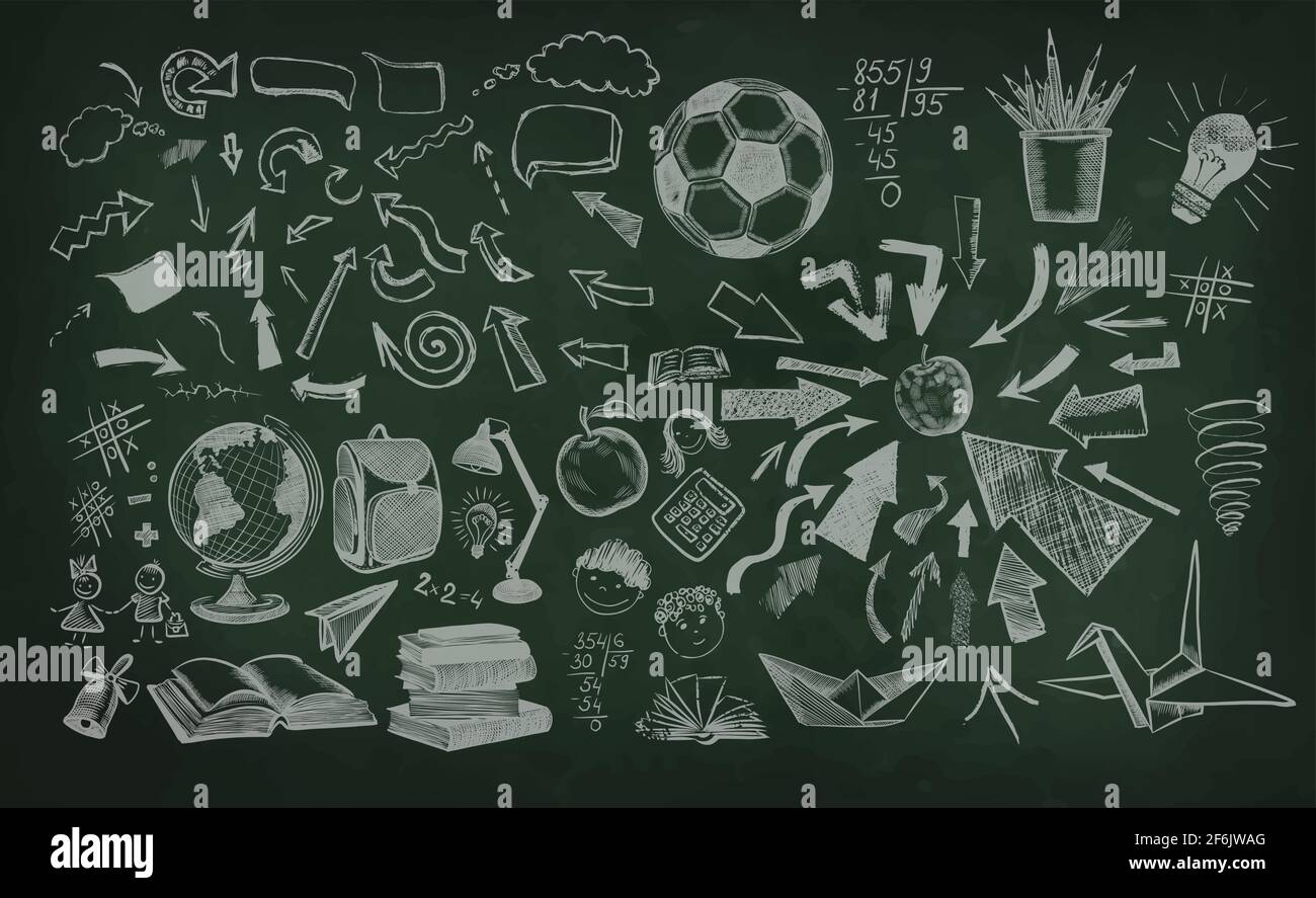 Back school supplies sketchy doodles Stock Vector Images - Alamy