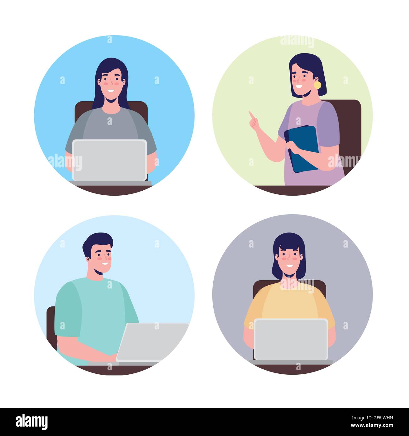 four workers characters Stock Vector Image & Art - Alamy