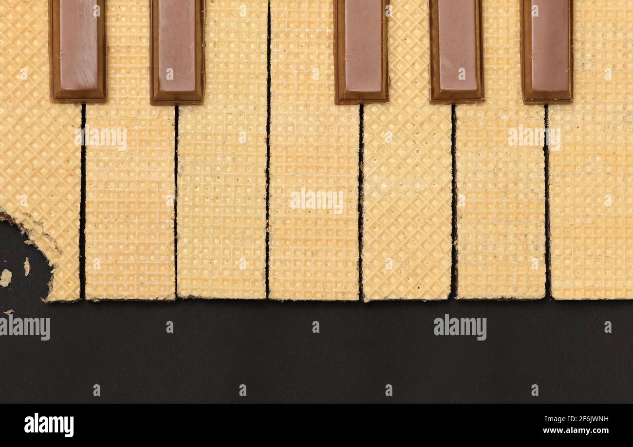Conceptual Top View of Piano Keys from Wafers bars and Chocolate bars ...