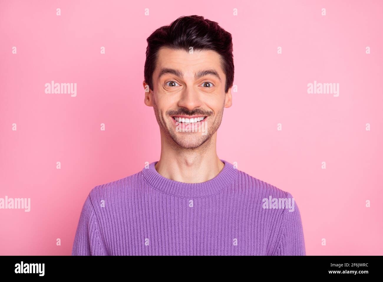 Photo of young cheerful man happy positive toothy smile ceramic ...