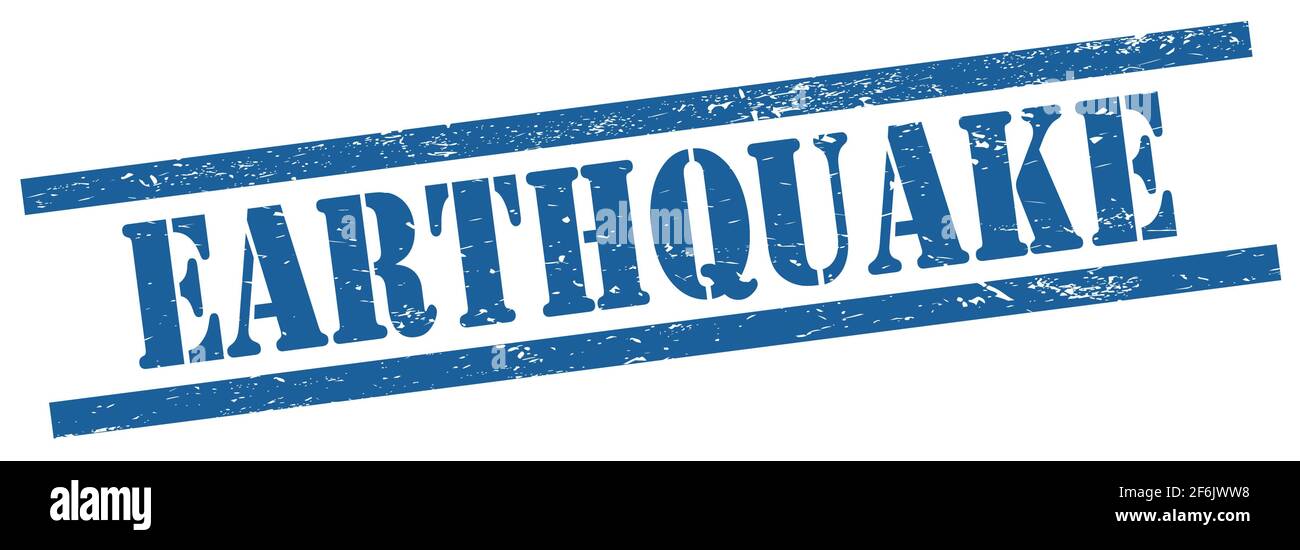 EARTHQUAKE text on blue grungy rectangle vintage stamp Stock Photo - Alamy