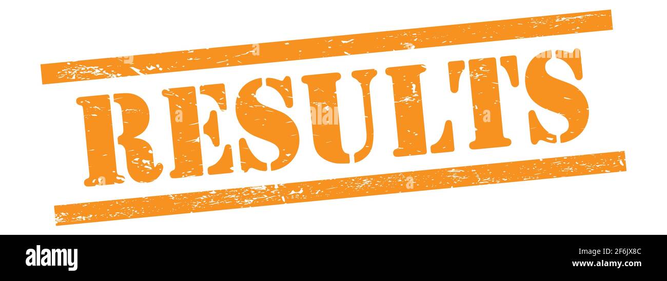 RESULTS text on orange grungy vintage rubber stamp Stock Photo - Alamy