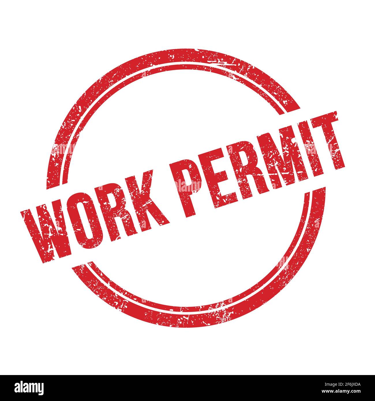 WORK PERMIT text written on red grungy vintage round stamp Stock Photo ...