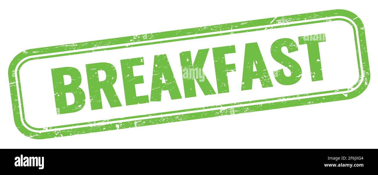 BREAKFAST text on green grungy vintage rectangle stamp Stock Photo - Alamy