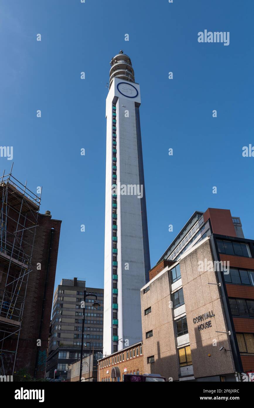 The BT Tower in Lionel Street, Birmingham was completed in 1965 and is ...