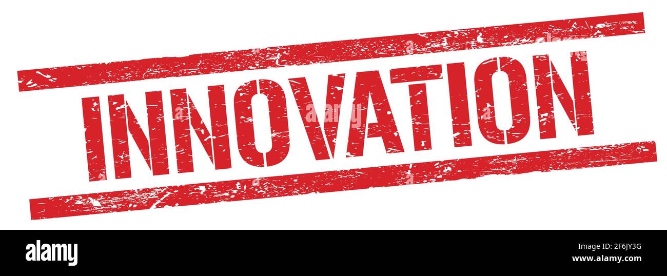 INNOVATION text on red grungy rectangle stamp sign Stock Photo - Alamy