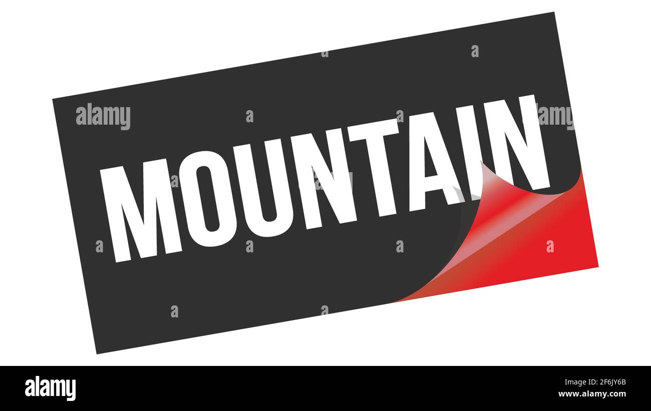 MOUNTAIN text written on black red sticker stamp Stock Photo - Alamy