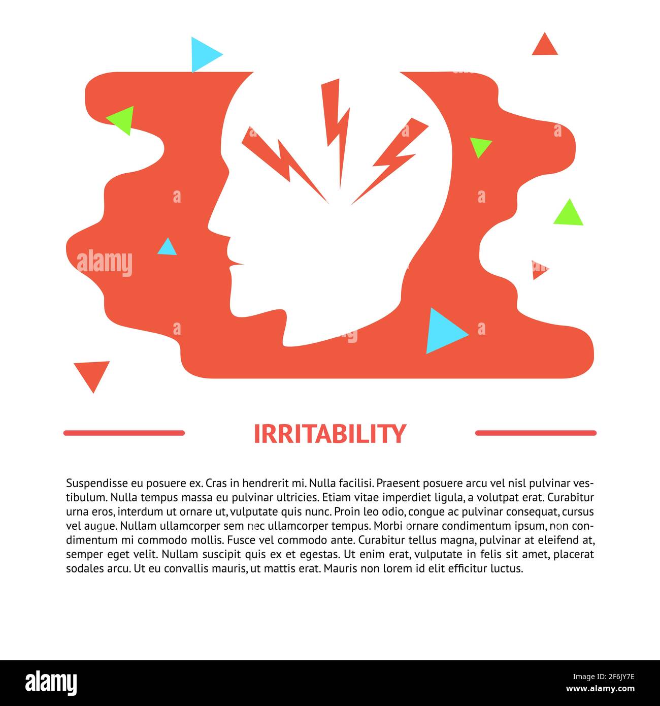 Anger and irritation banner or poster template in flat style with place ...