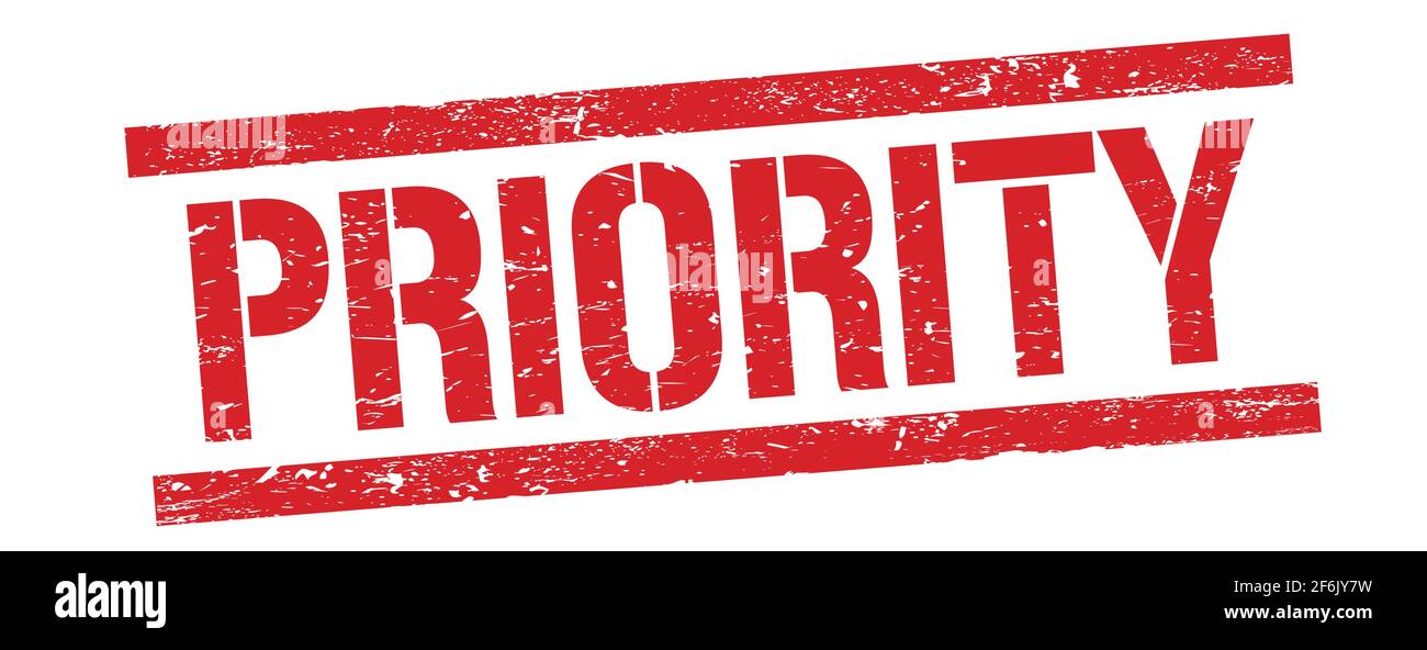 PRIORITY text on red grungy rectangle stamp sign Stock Photo - Alamy